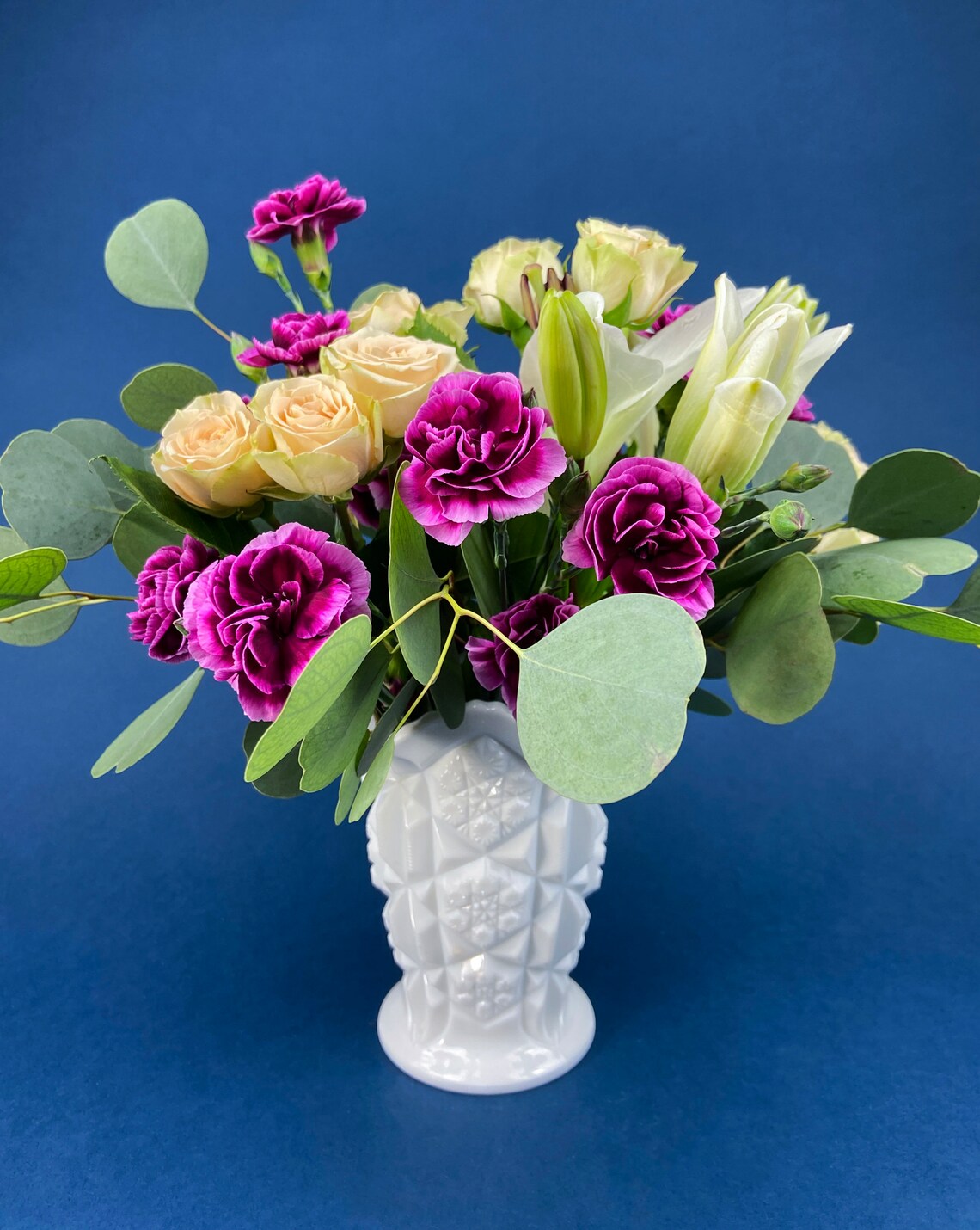 Milk Glass Hobnail Splash Vase. Fenton White Glass Flower Vase With ...