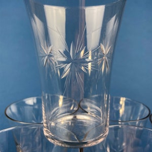 Vintage Juice or Water Tumblers. Etched Stardust Motif. Set of Six ...