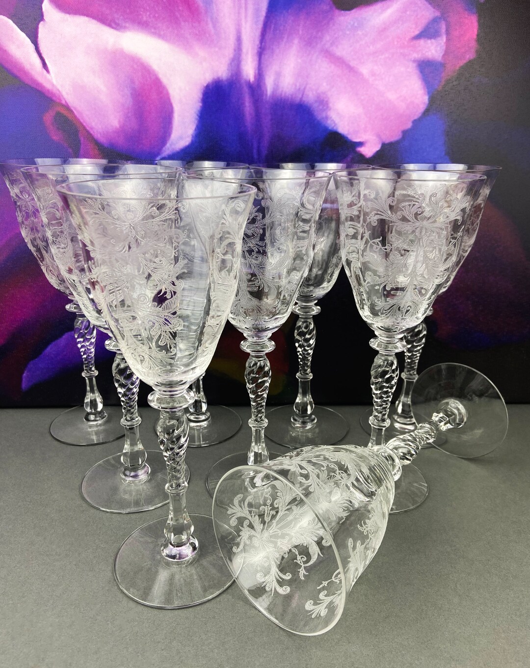 Vintage Tiffin Franciscan Water or Wine Goblets. Byzantine Clear Stem ...