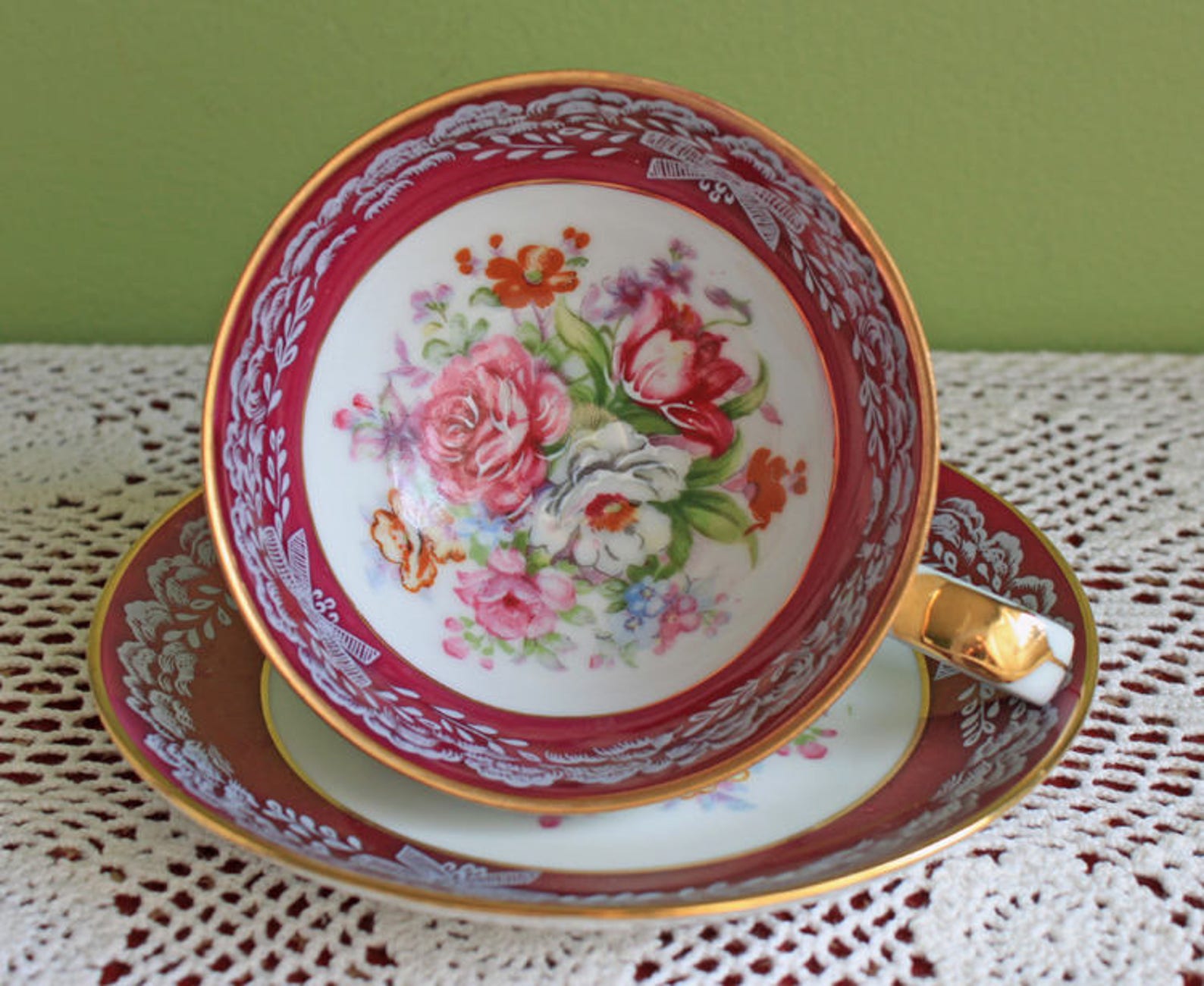 Cup With Saucer. Tea Set Hand Crafted by Norcrest in Japan | Etsy