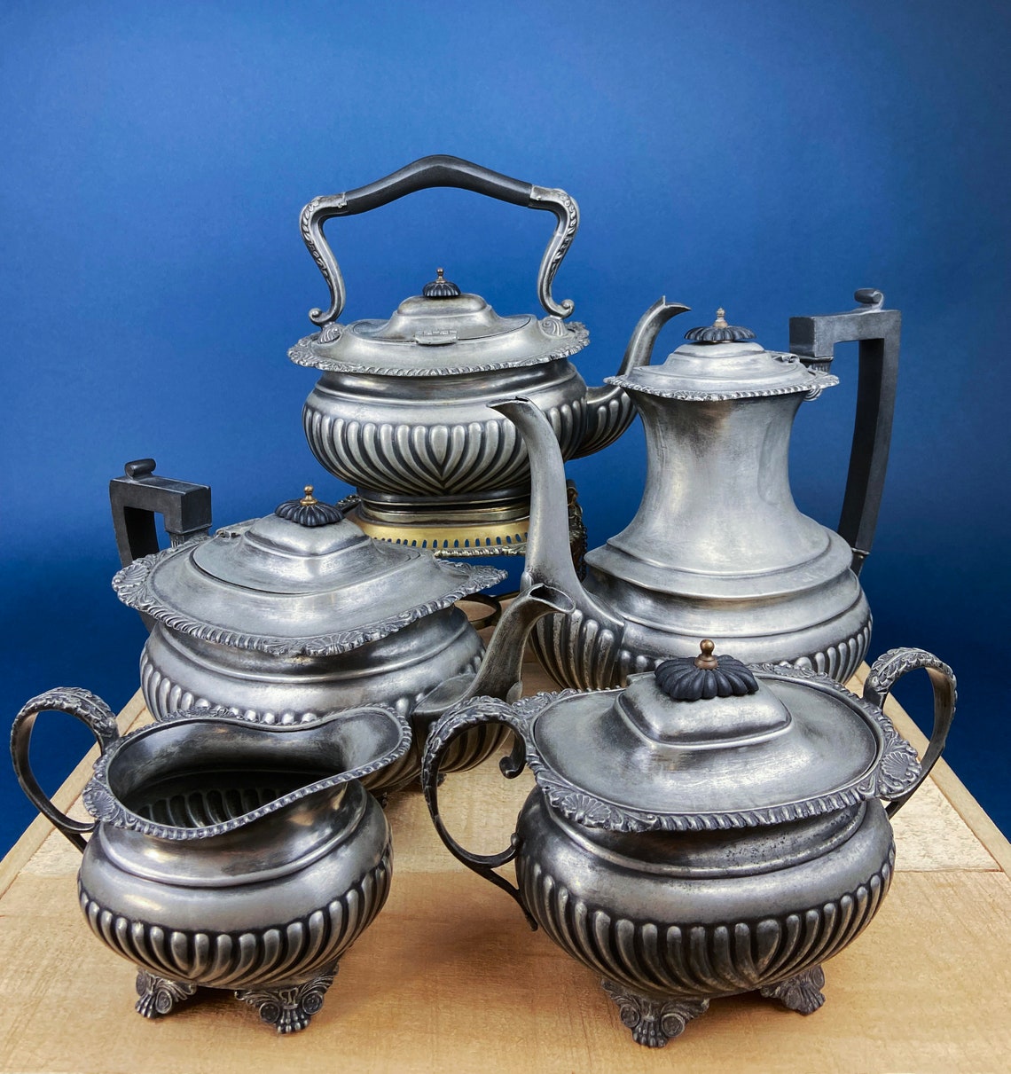 Vintage Pewter Teapot and Coffee Pot. Set of Two Beautifully Detailed ...