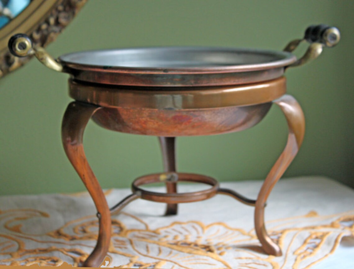 Copper Chafing Pot and Stand. Copper Lidded Dish with Handle | Etsy