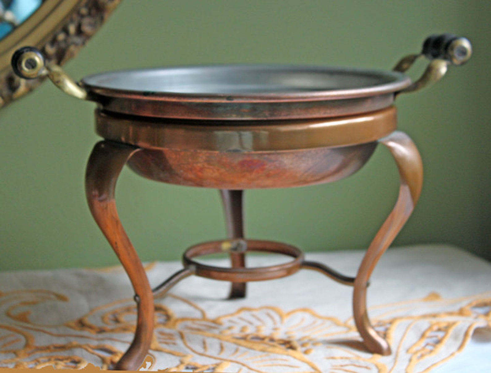 Copper Chafing Pot and Stand. Copper Lidded Dish with Handle | Etsy