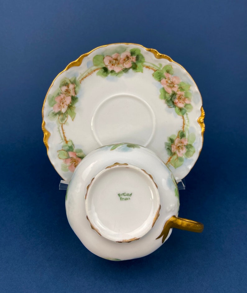 Antique Limoges Tea Cup and Saucer. Hand-painted Porcelain Tea - Etsy