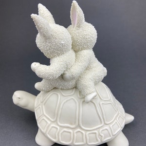 Large Snowbabies Figurine. Two Babies Dresses Like Bunnies Riding ...