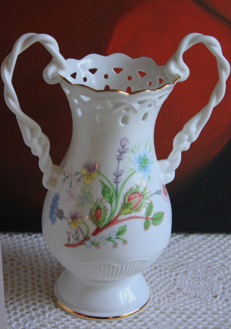 Antique Aynsley Vase With Handles. Hand Painted Reticulated Vase With ...