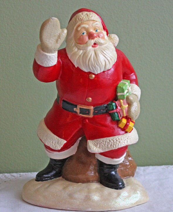 Vintage Santa Figurine. Resin Hand Painted Santa. Christmas | Etsy
