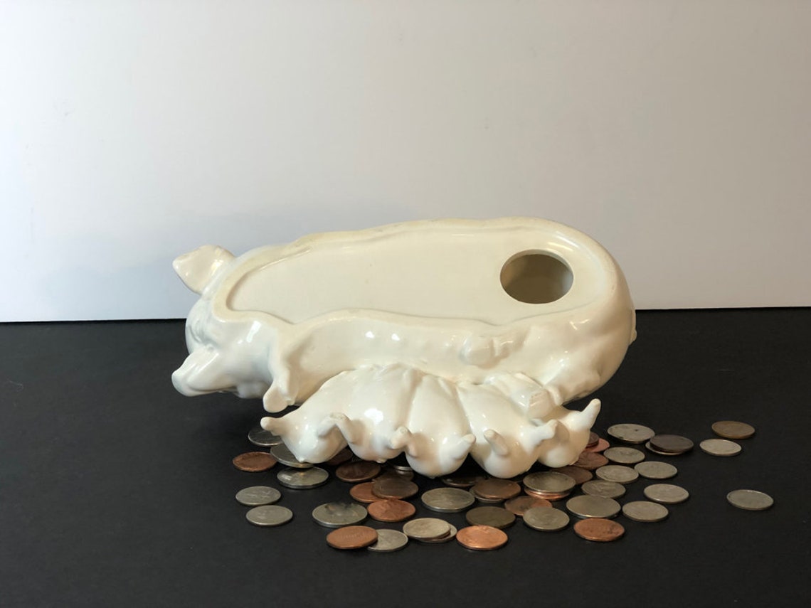 Vintage Piggy Bank. Porcelain Funky Pig Momma With Piglets. - Etsy