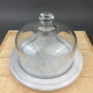 Glass Dome With Marble Base. Marble Serving Dish With Dome for Cheese ...