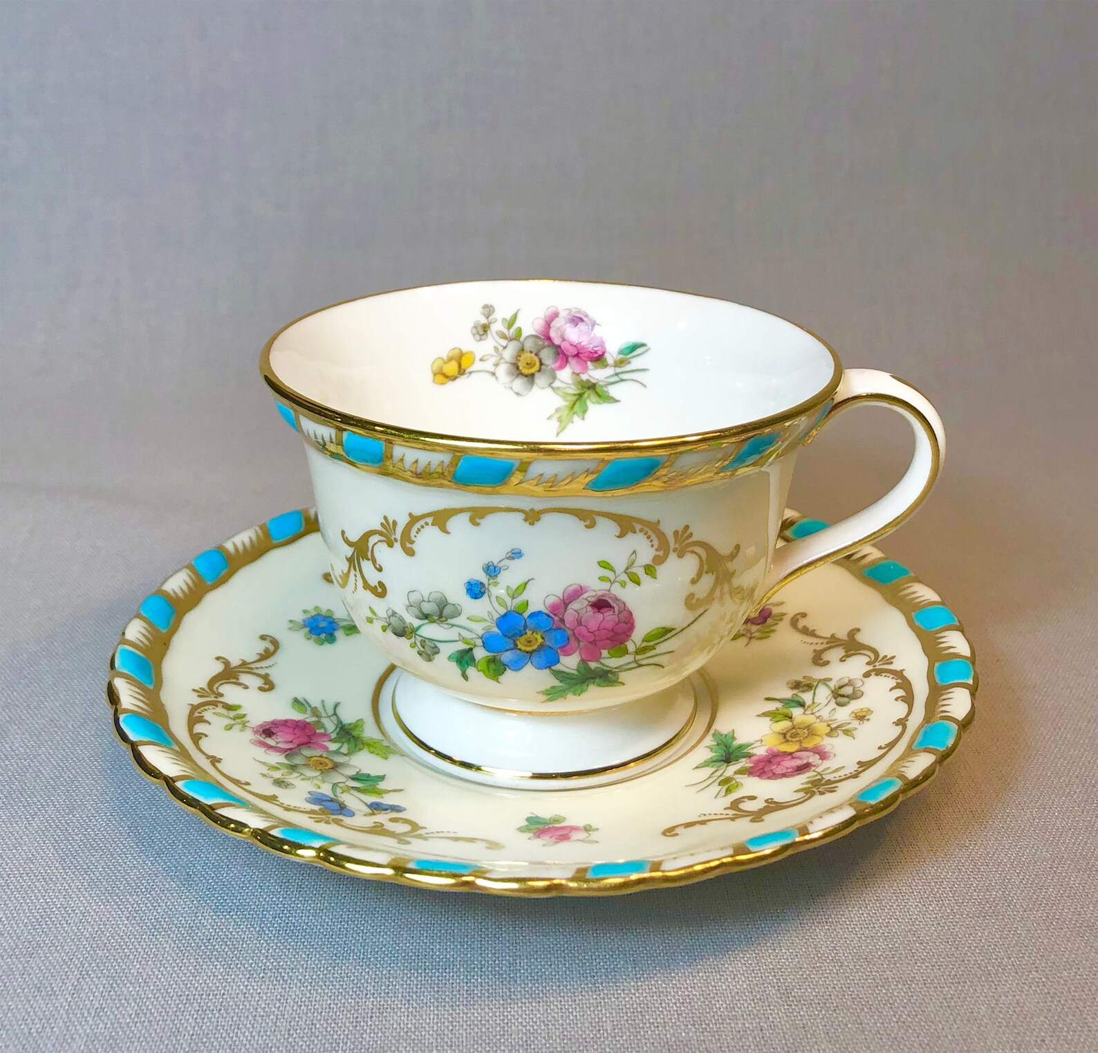 Antique Footed Cup and Saucer. Prov Saxe Portrait Victorian - Etsy