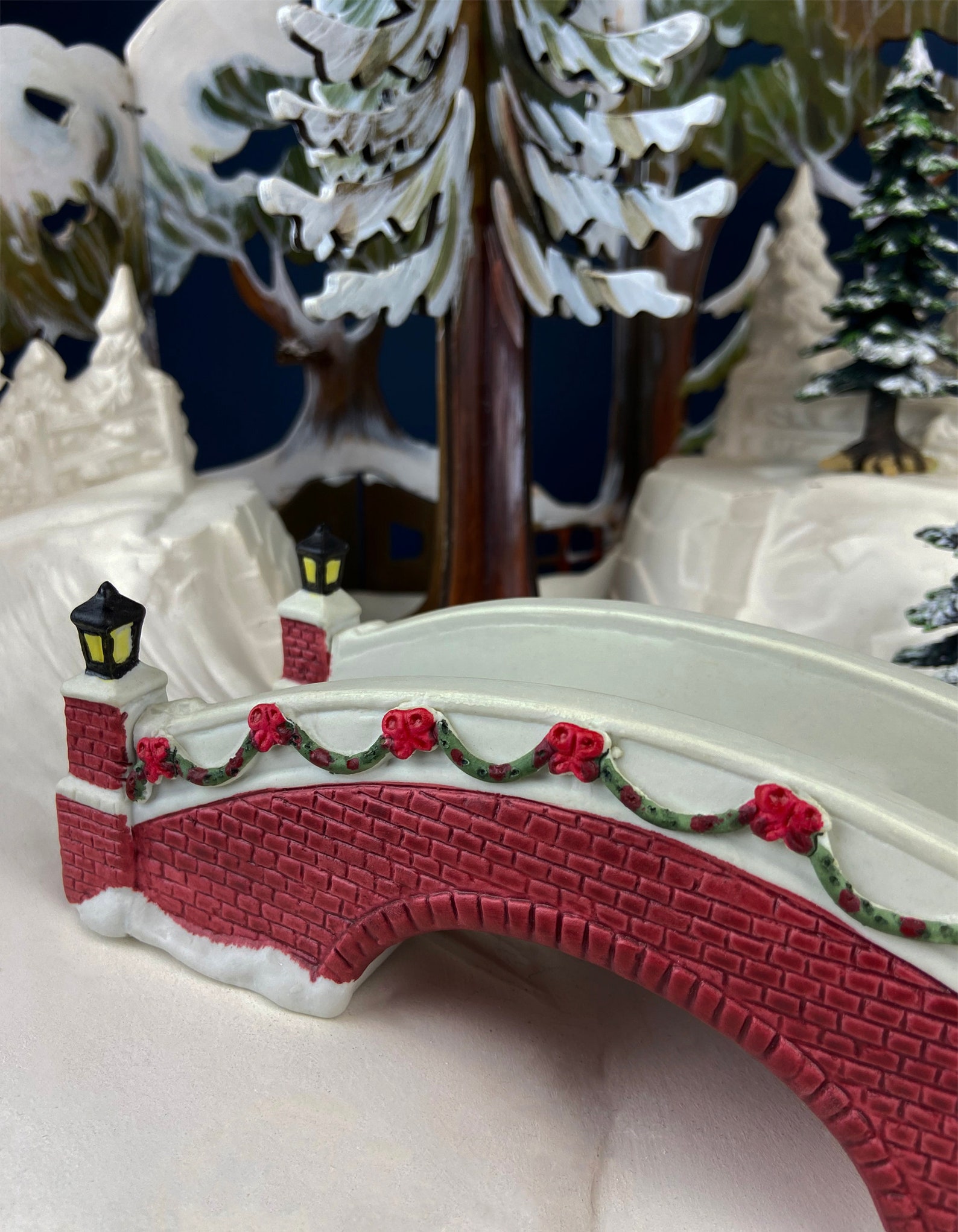 Christmas Village Red Bridge by Lemax. Porcelain Bridge With - Etsy