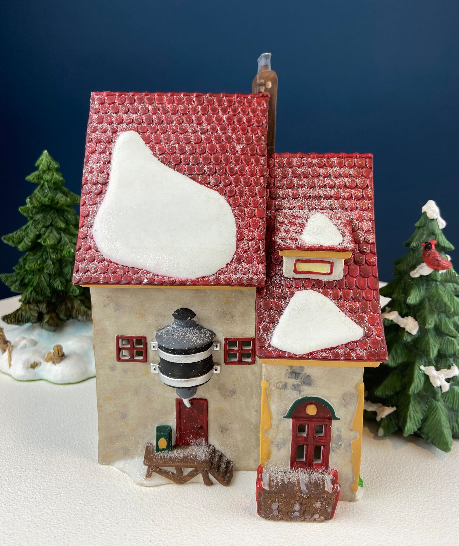 Popcorn and Cranberry House. Illuminated Porcelain Christmas Village ...