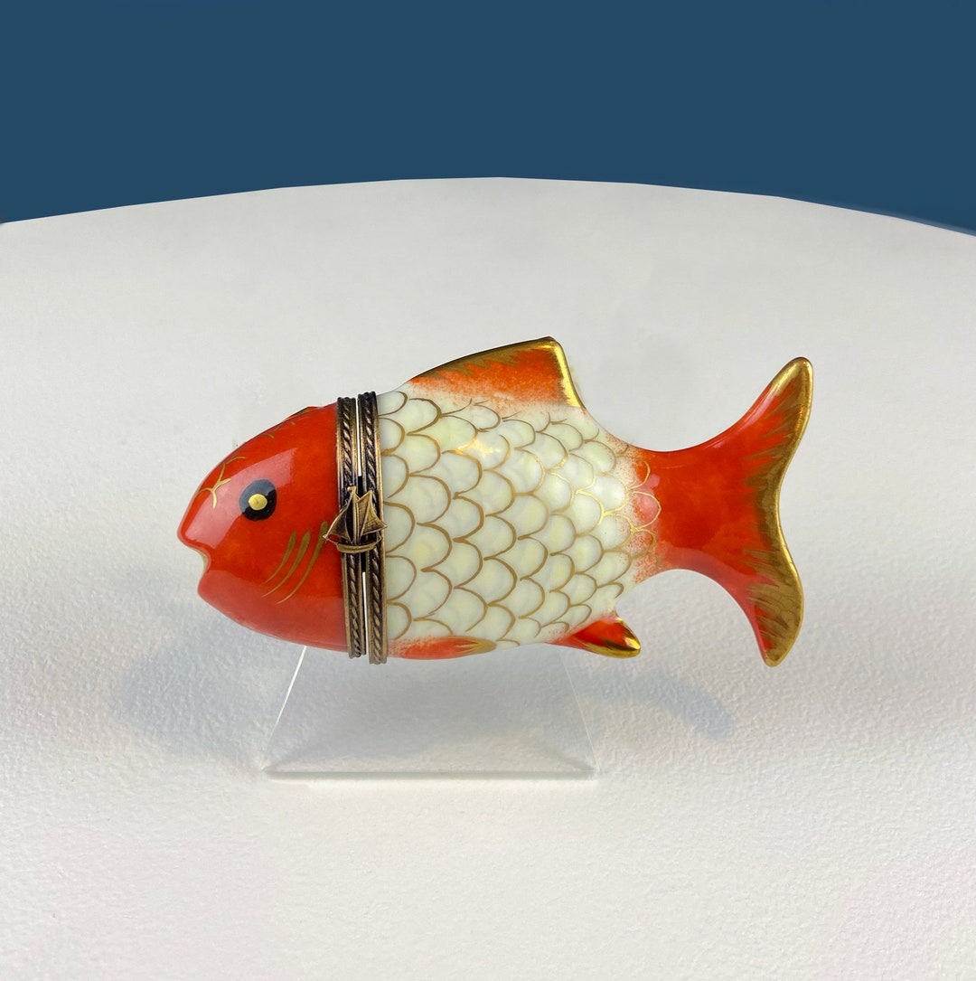 Koi Fish Limoges Box: Collectible Porcelain Trinket Box With Sailboat ...