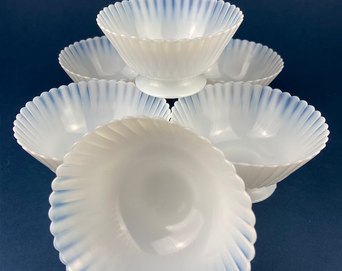 Antique Macbeth-evans Monax Milk Glass Petalware Serving Bowls. Set of ...
