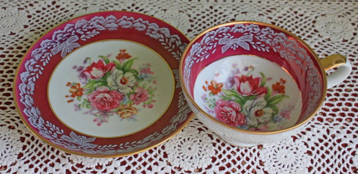 Cup With Saucer. Tea Set Hand Crafted by Norcrest in Japan | Etsy