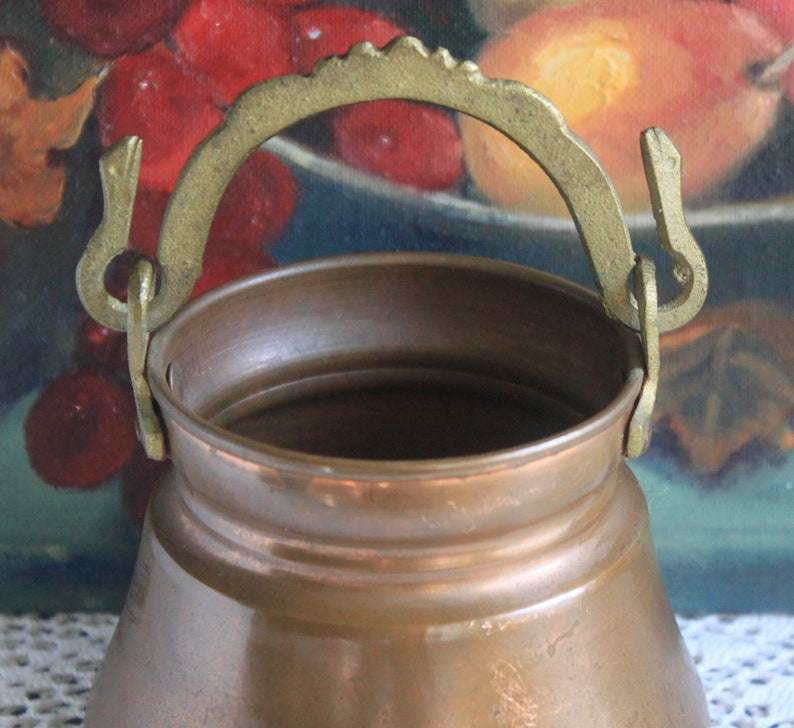 Vintage Copper Bucket with Wrought Iron Handle. Small Rustic | Etsy