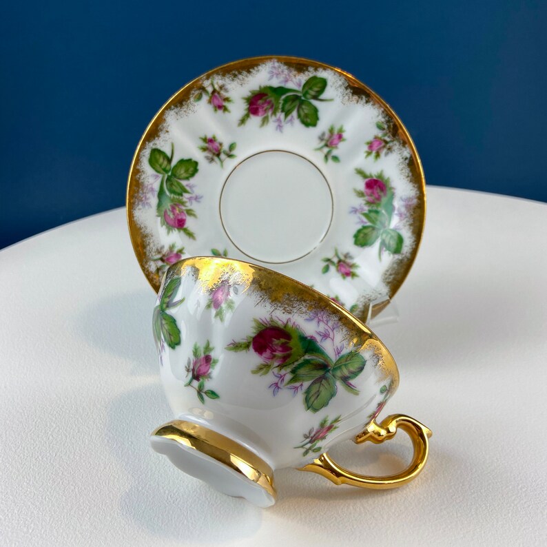 Vintage Moss Rose Tea/coffee Cup and Saucer. Collectible Porcelain Set ...