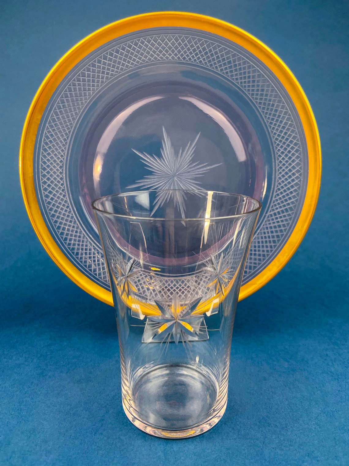 Vintage Juice or Water Tumblers. Etched Stardust Motif. Set of - Etsy