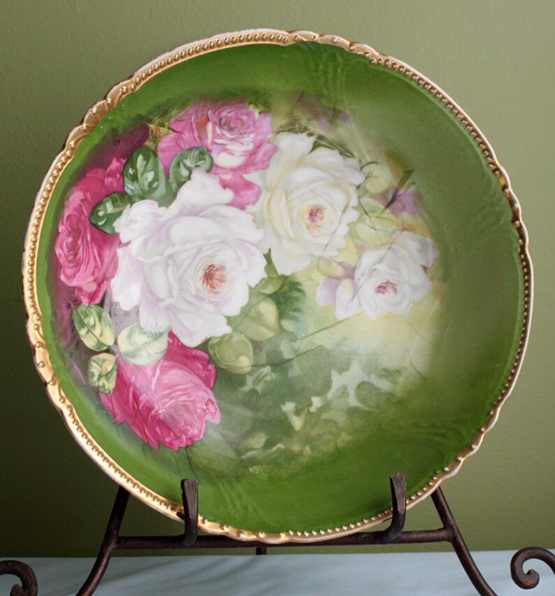 Cobalt Blue Plates With Hand-painted Roses. Set of Five Antique Royal ...
