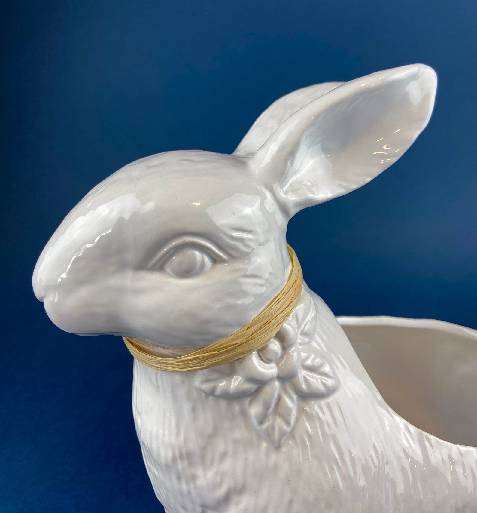 White Porcelain Bunny Planter. Large Ceramic Rabbit Figurine. Children ...