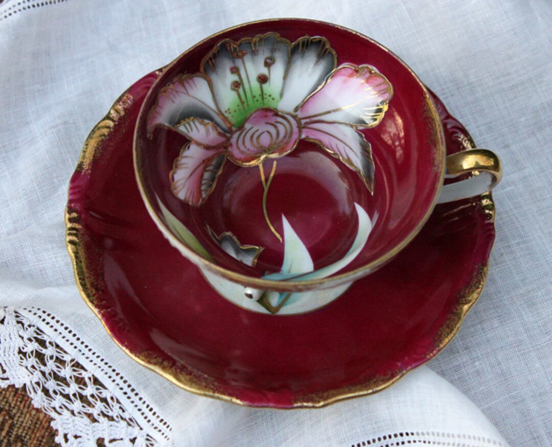Antique Royal Sealy Tea Cup and Saucer. Hand Painted Footed Teacup Set ...