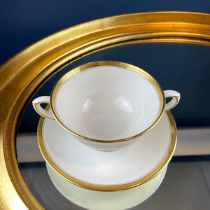 White and Gold Porcelain Soup or Bullion Cups With Saucers. Wedding ...