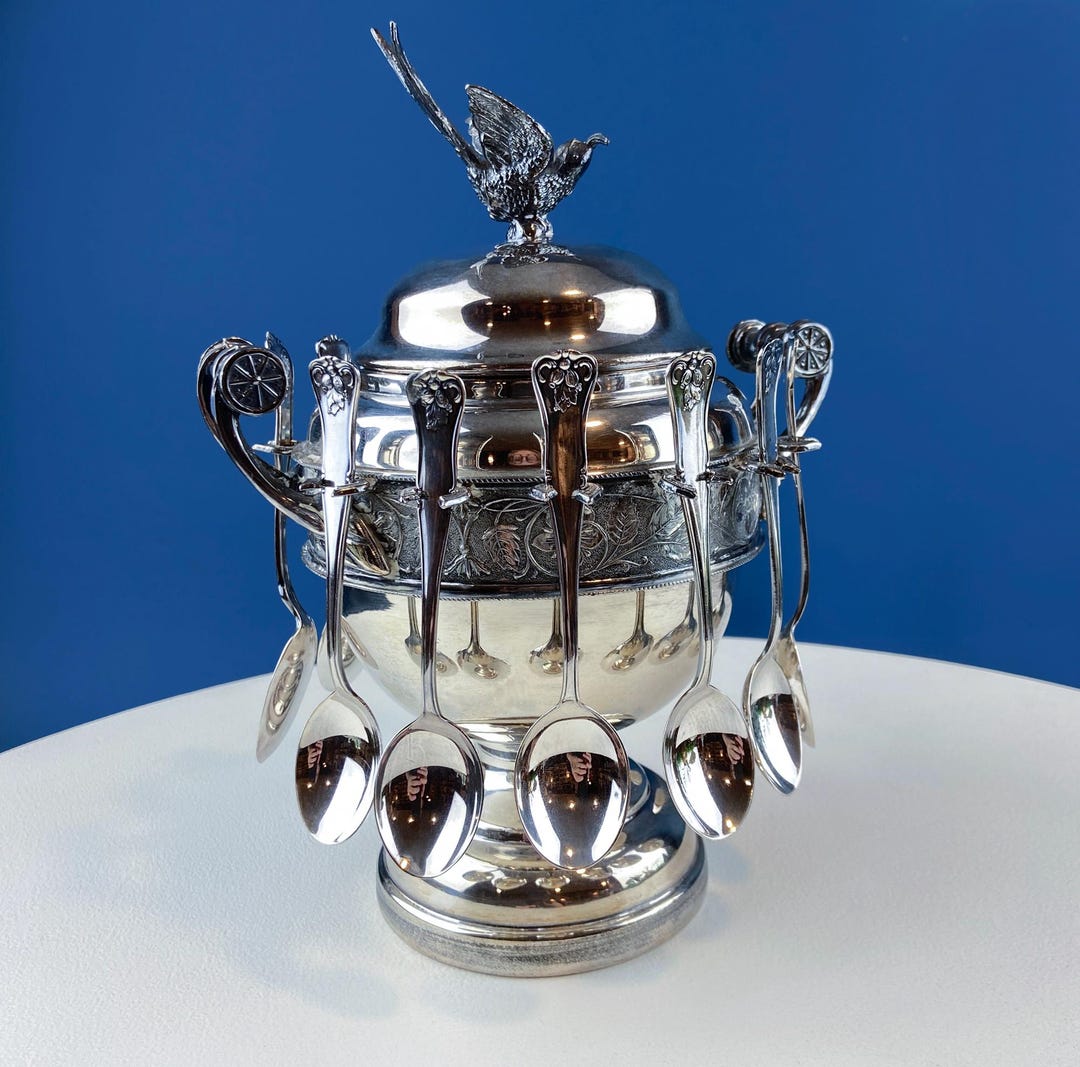 Caviar Bowl Benedict MFG CO. 67 Quadruple Silver Plate Sugar Spooner ...