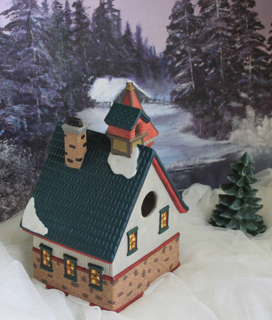 Christmas House with Lights. Vintage Curiosity Shop by | Etsy