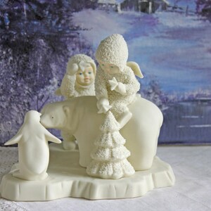 Large Snowbabies Figurine. Two Babies Dresses Like Bunnies Riding ...