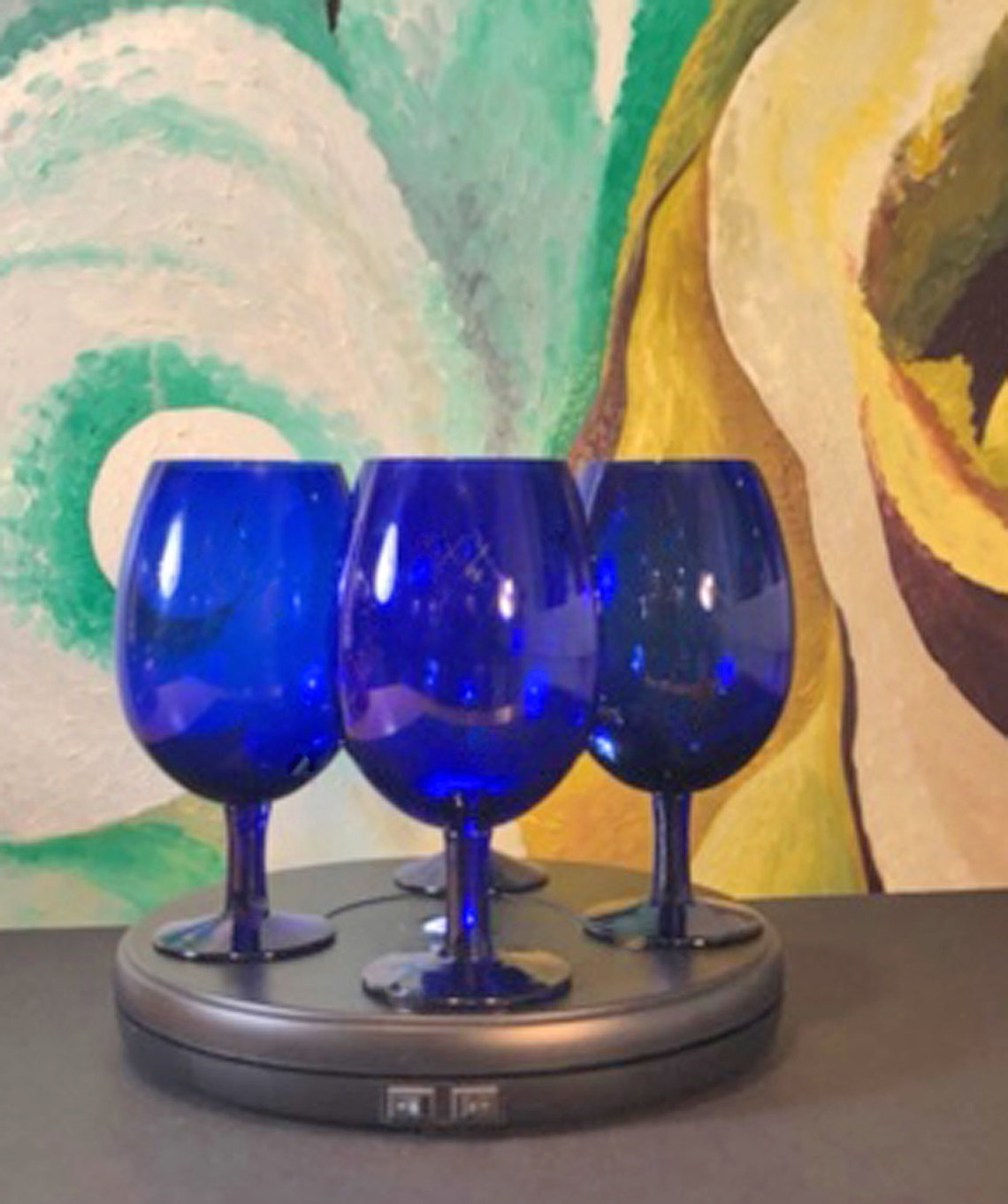 Cobalt Blue Water Goblets. Set of Four Large Glasses. Gift | Etsy