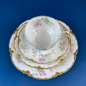 Antique Limoges Trio Tea Set. Floral Motif: Forget-me-nots, Honey ...