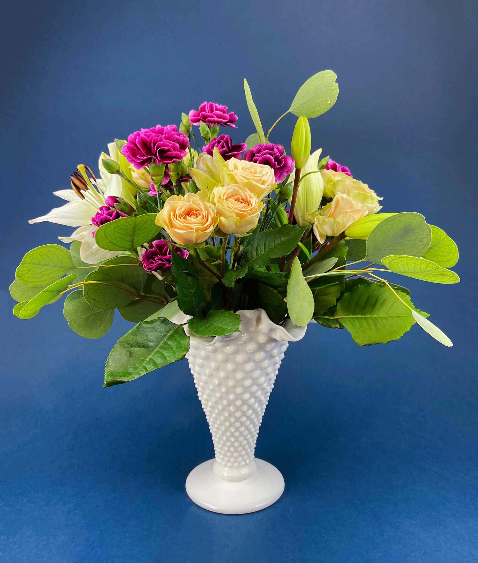 Milk Glass Hobnail Splash Vase. Fenton White Glass Flower Vase With ...