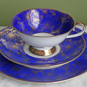 Antique Tea Cup and Saucer. Schumann Porcelain Made in Germany. Cobalt ...