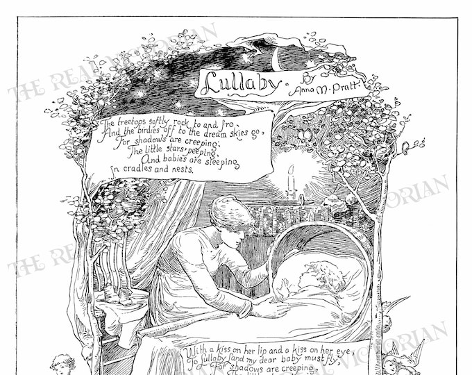 Vintage Lullaby Poem Card/wall Art Print Digital Download Image ...