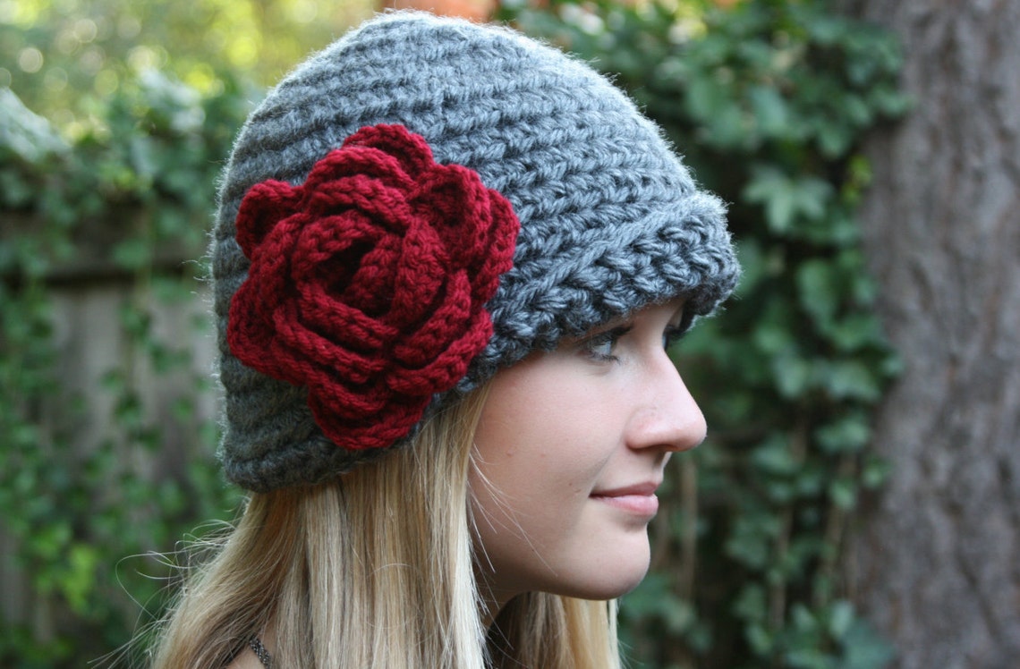 Hat With Rose Newborn to Adult Sizes Custom Colors | Etsy