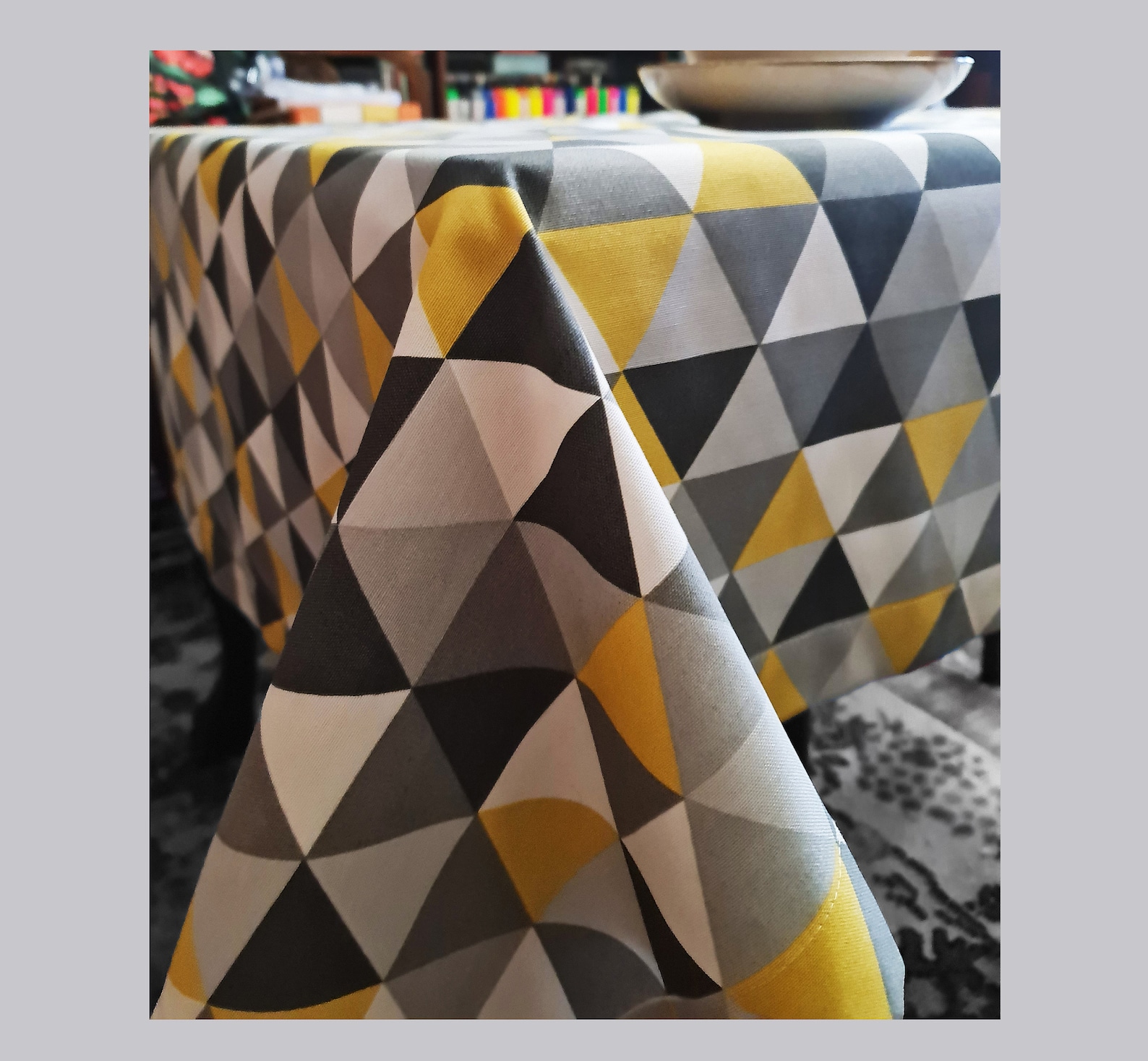 Triangle Aged Pattern Duck Fabric Tablecloth-natural Table - Etsy