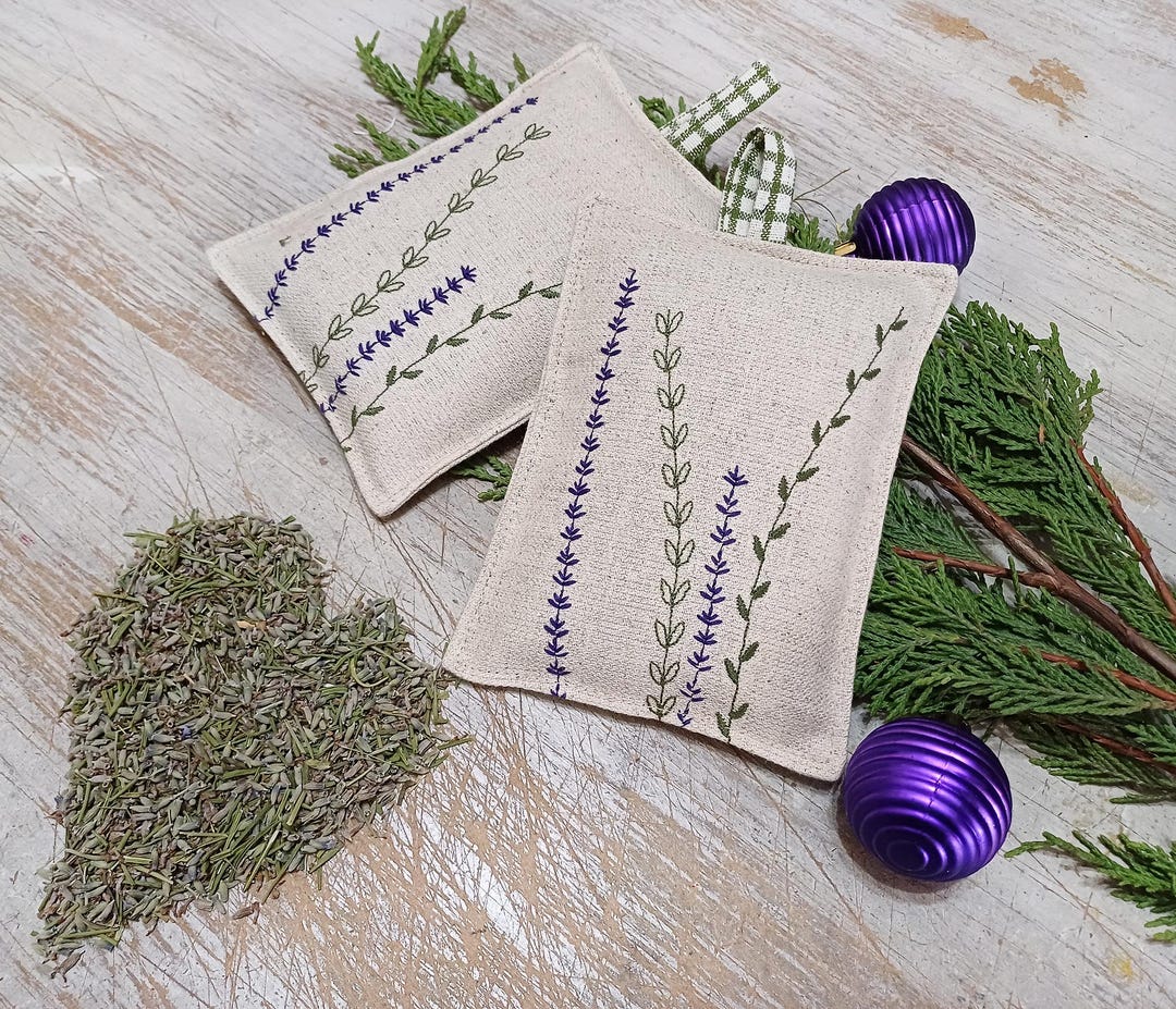 Embroidered Linen Lavender Sachet: Handmade Toile Bag Set - Etsy