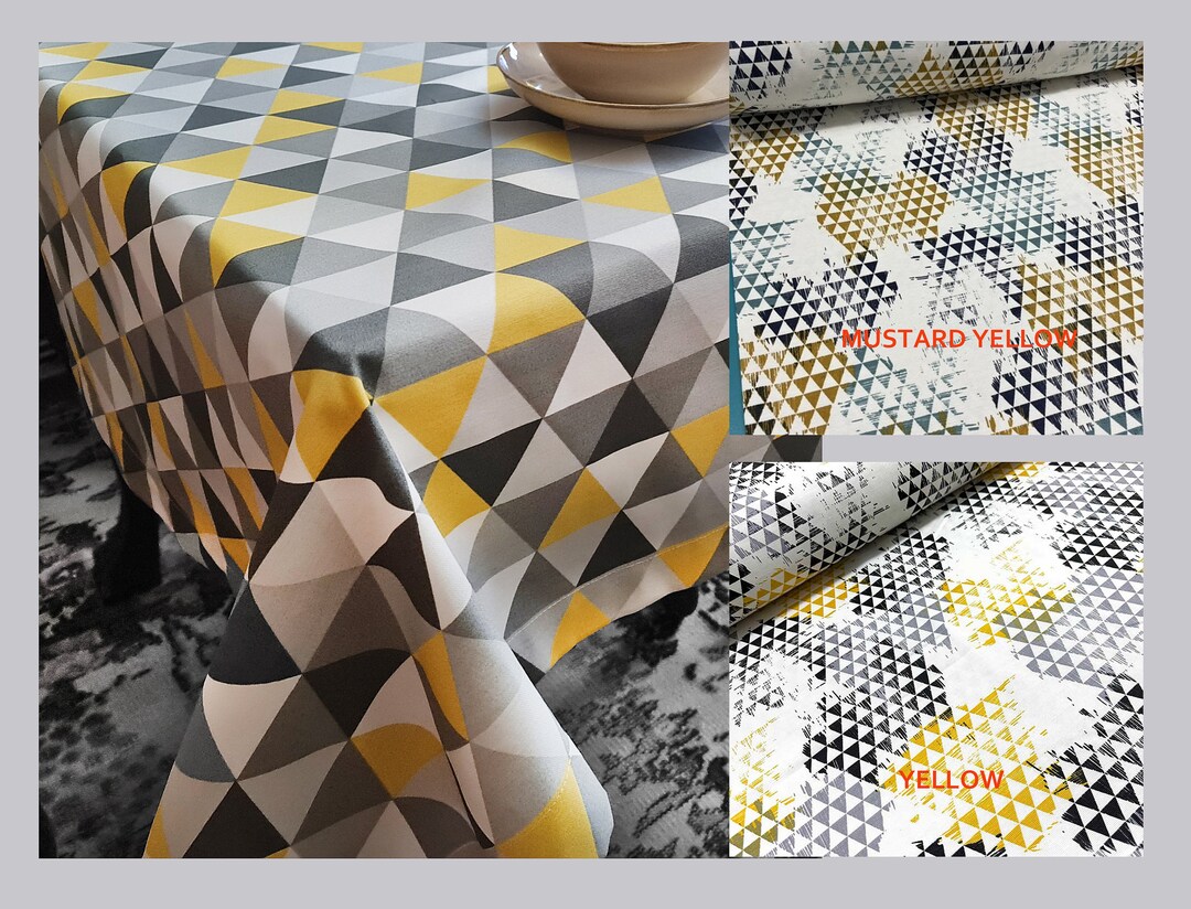 Triangle Aged Pattern Duck Fabric Tablecloth-natural Table Cloths ...