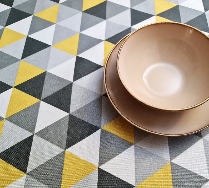 Triangle Aged Pattern Duck Fabric Tablecloth-natural Table - Etsy