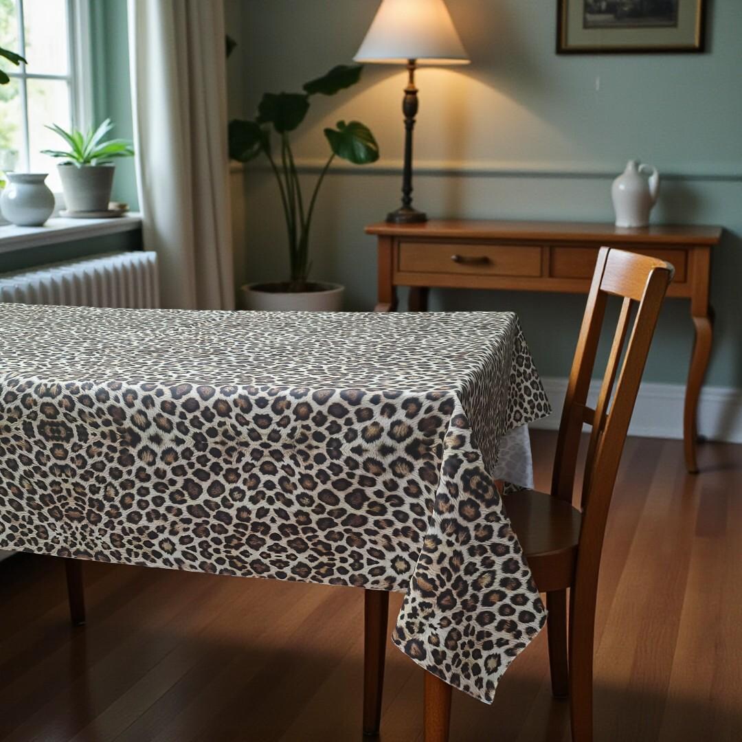 Leopard Pattern Tablecloth – Animal Print Dining Decor, Modern Table ...