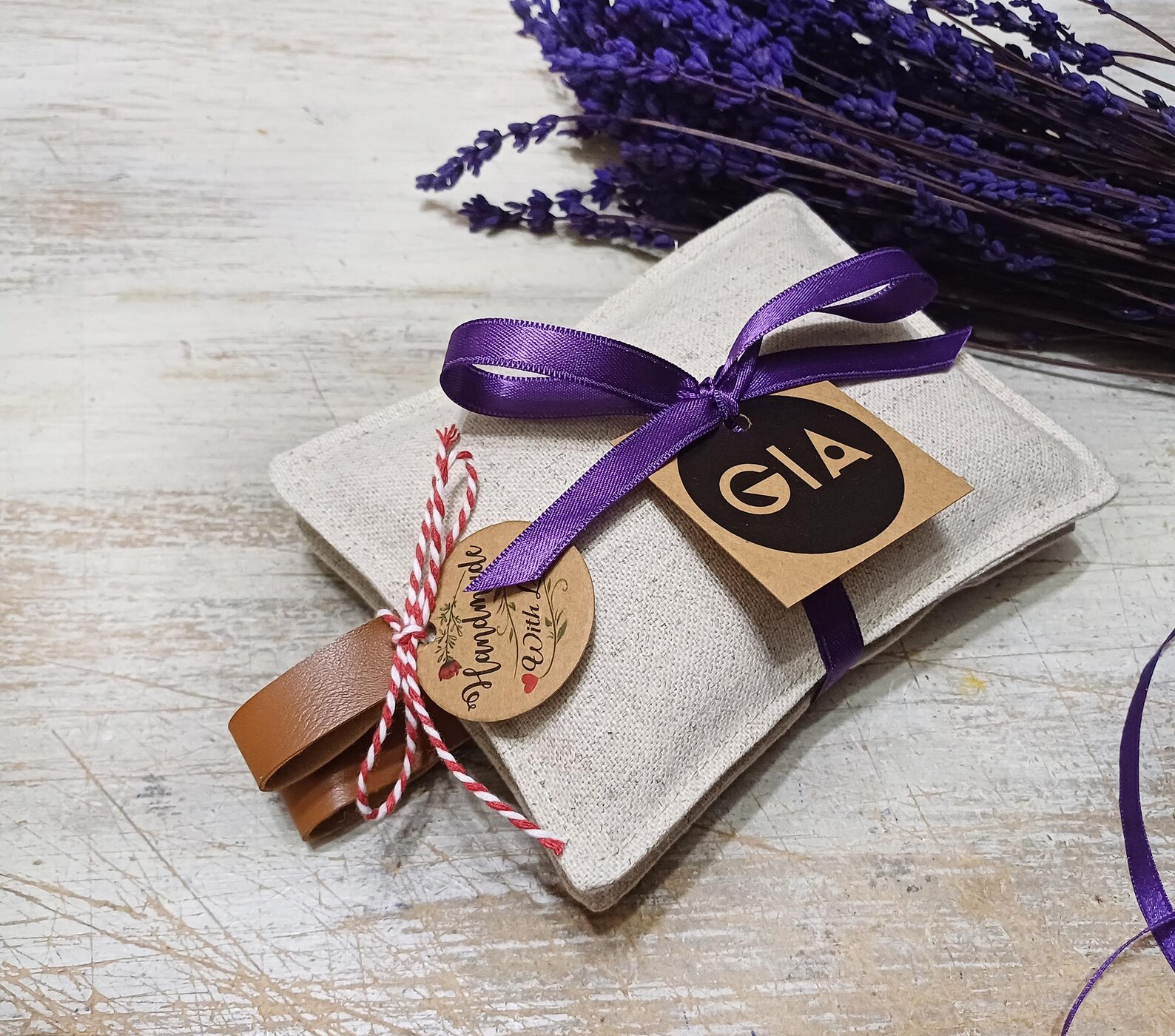 Handmade Linen Lavender Sachet Set With Leather Hanger - Etsy
