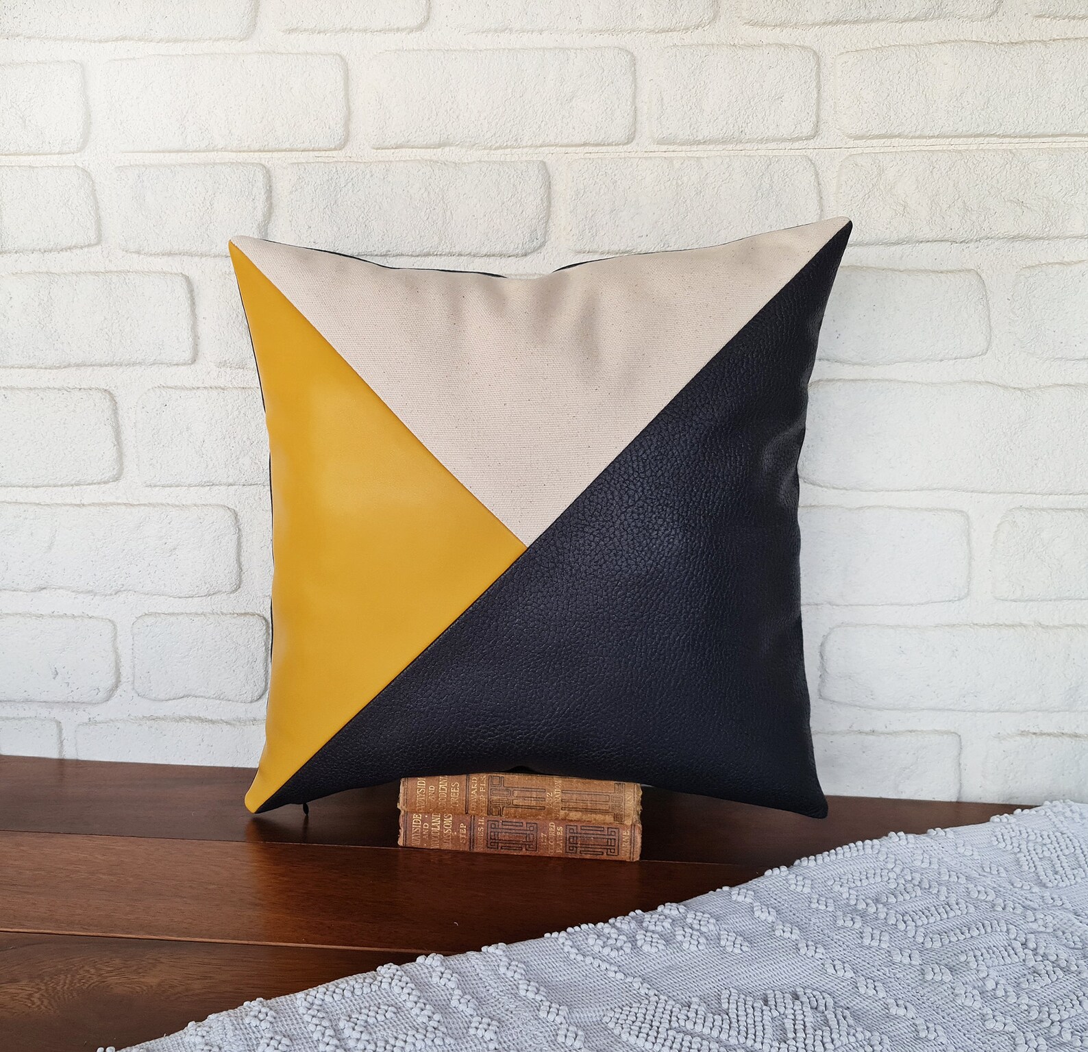 Diagonal Color Block Biogen Yellow Faux Leather Black Faux - Etsy