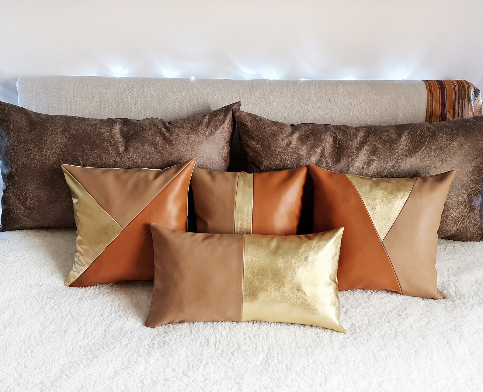 Cinnamon Color Faux Leather soft Gold Fine Line and Tan Color - Etsy