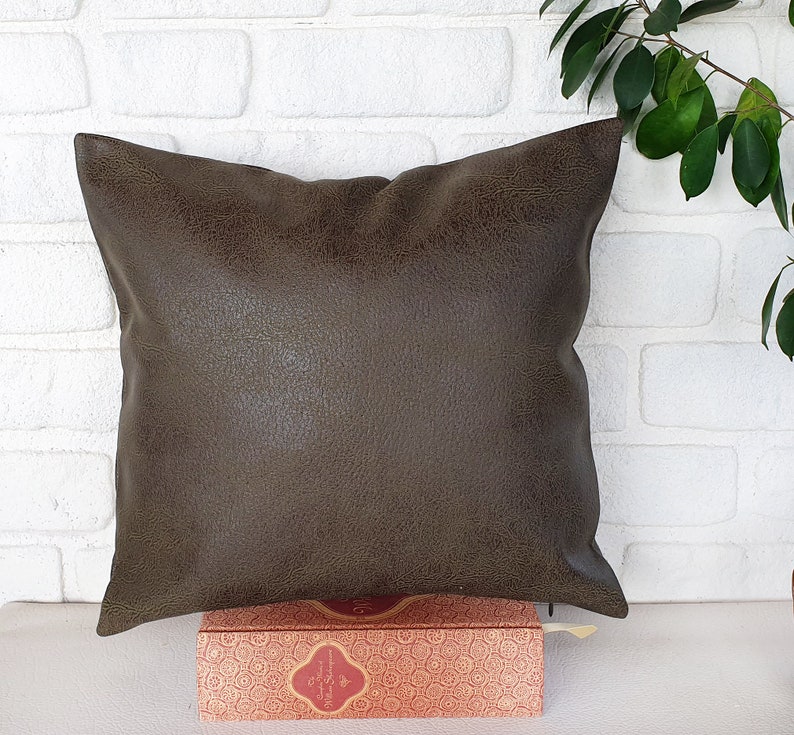 Zen Camel Old Look Pattern Faux Leather Fabric Pillow - Etsy