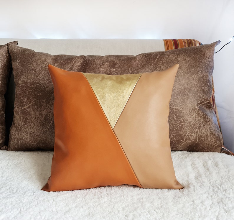 Cinnamon Color Faux Leather soft Gold Fine Line and Tan Color - Etsy