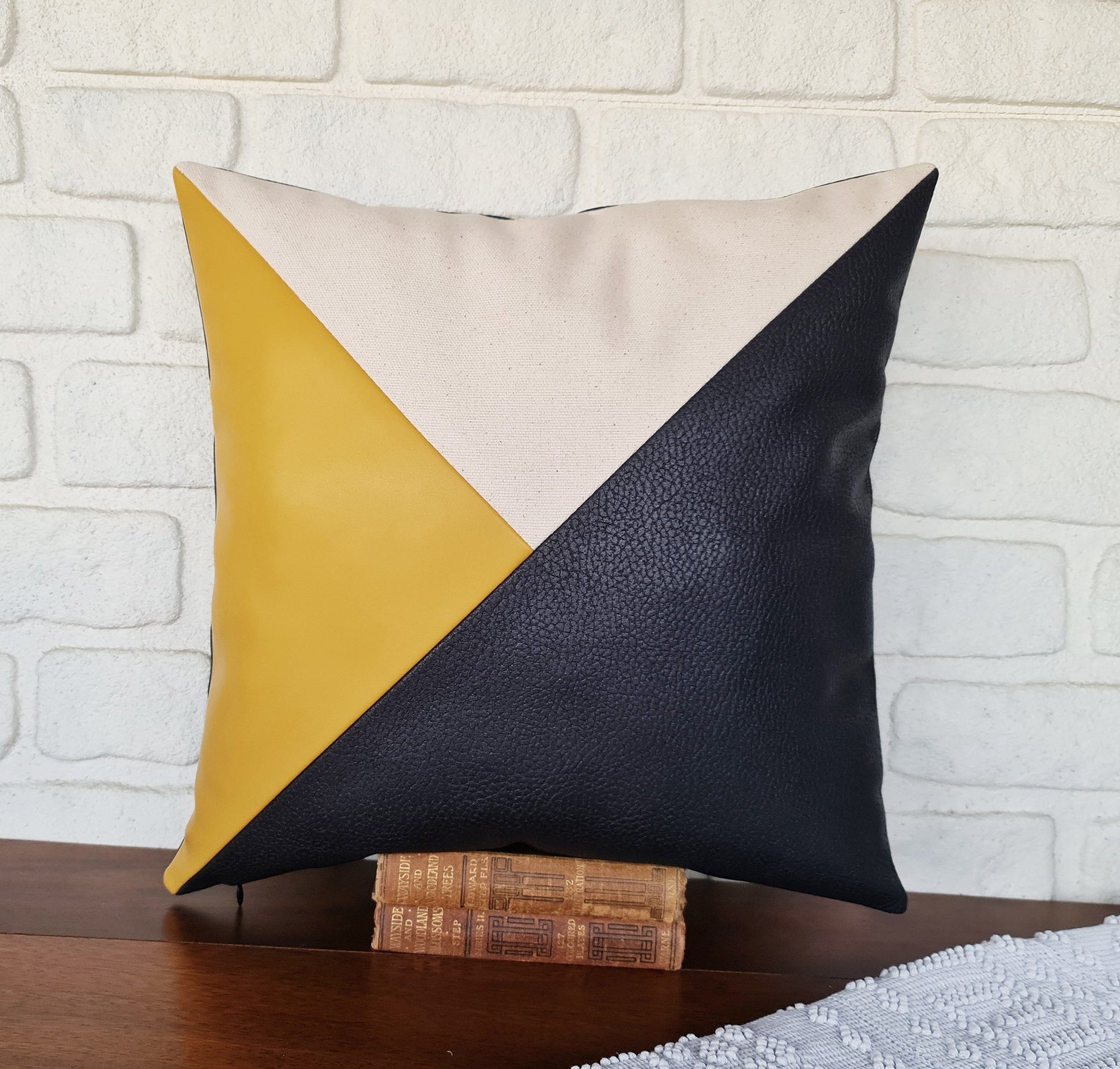 Diagonal Color Block Biogen Yellow Faux Leather Black Faux - Etsy