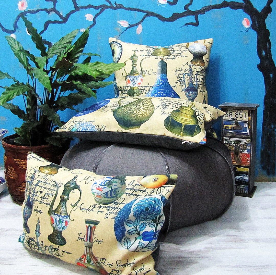 Traditional Turkish Iznik Cini Pattern Pillow Cover /cheerful Home ...