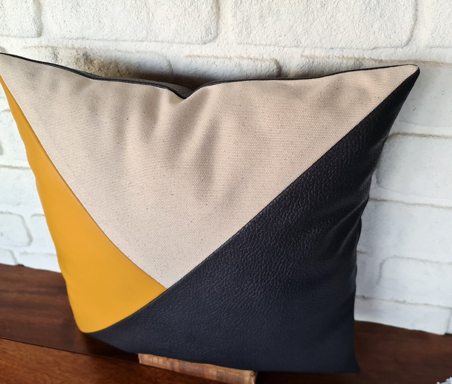 Diagonal Color Block Biogen Yellow Faux Leather Black Faux - Etsy