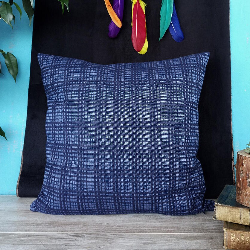 Fast shipping/Checker denim pillow cover/Cheerful Home | Etsy