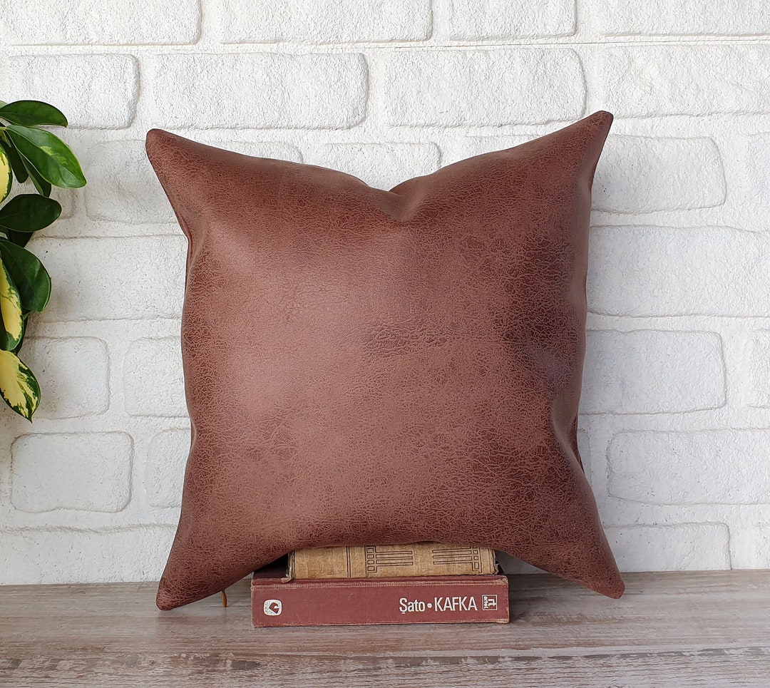 16x16'' Rustic Faux Suede Brown Color Decorative Pillow Cover /modern ...